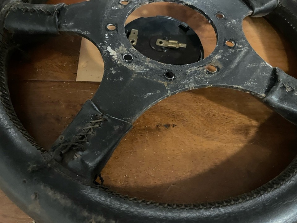 1980’s Formuling France Steering Wheel Leather w/ Vintage Mazda Horn ...