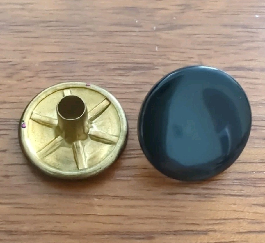 50 Count Vintage Enamel Fastener Buttons 3/16" x 1/4" Brass Shank Black ...