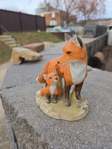 Vintage HOMCO Red Fox Figurine Mom and Pup Home Interior #1417 | eBay
