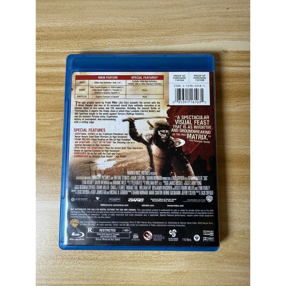 300 Blu-ray Disc Movie Zack Snyder Action War Film Gerard Butler | eBay