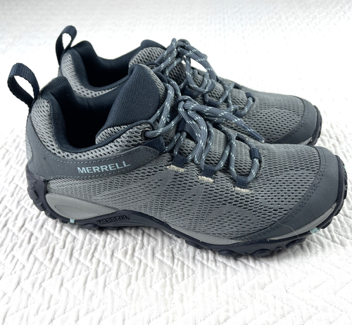 Merrell Women's Sneaker Shoes 7.5 Gray Blue Hiking Walking Lace Up GUC ...