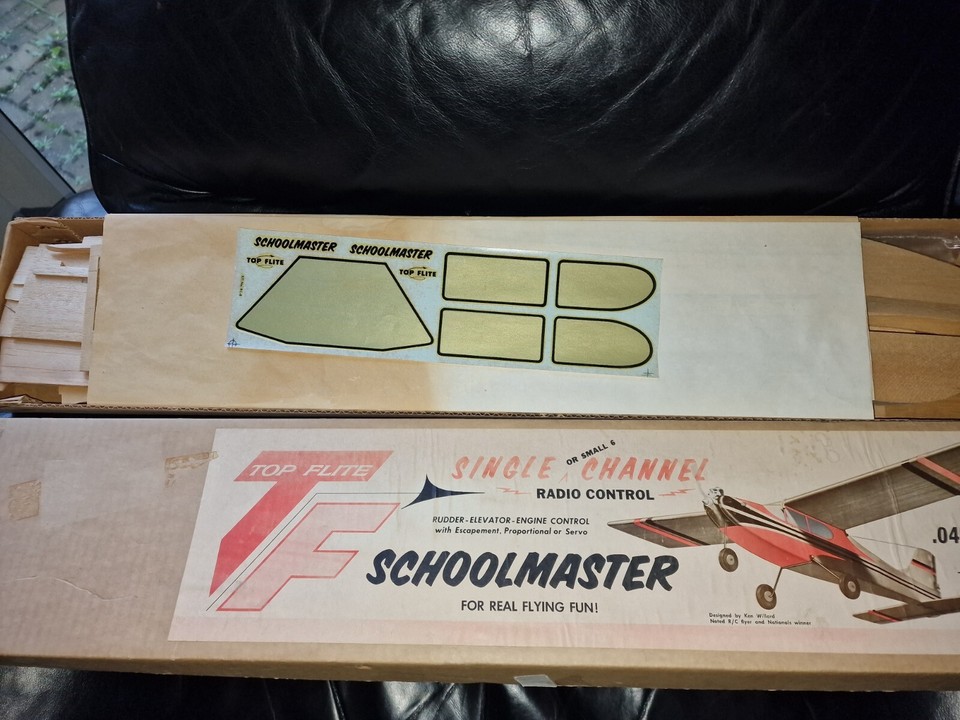Vintage TOP FLITE Models SCHOOLMASTER R/C Aircraft Kit BALSA 39" Wing ...