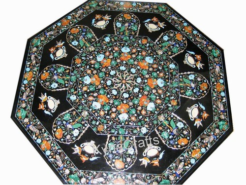 Nature Design Inlay Work Center Table Top for Office Black Marble ...