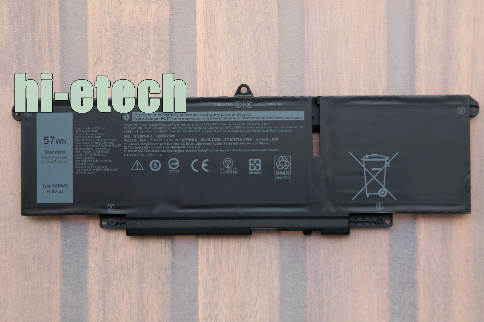 57Wh New 66DWX Battery for Latitude 7340 7440 7640 3ICP6/65/78 0HYH8 ...