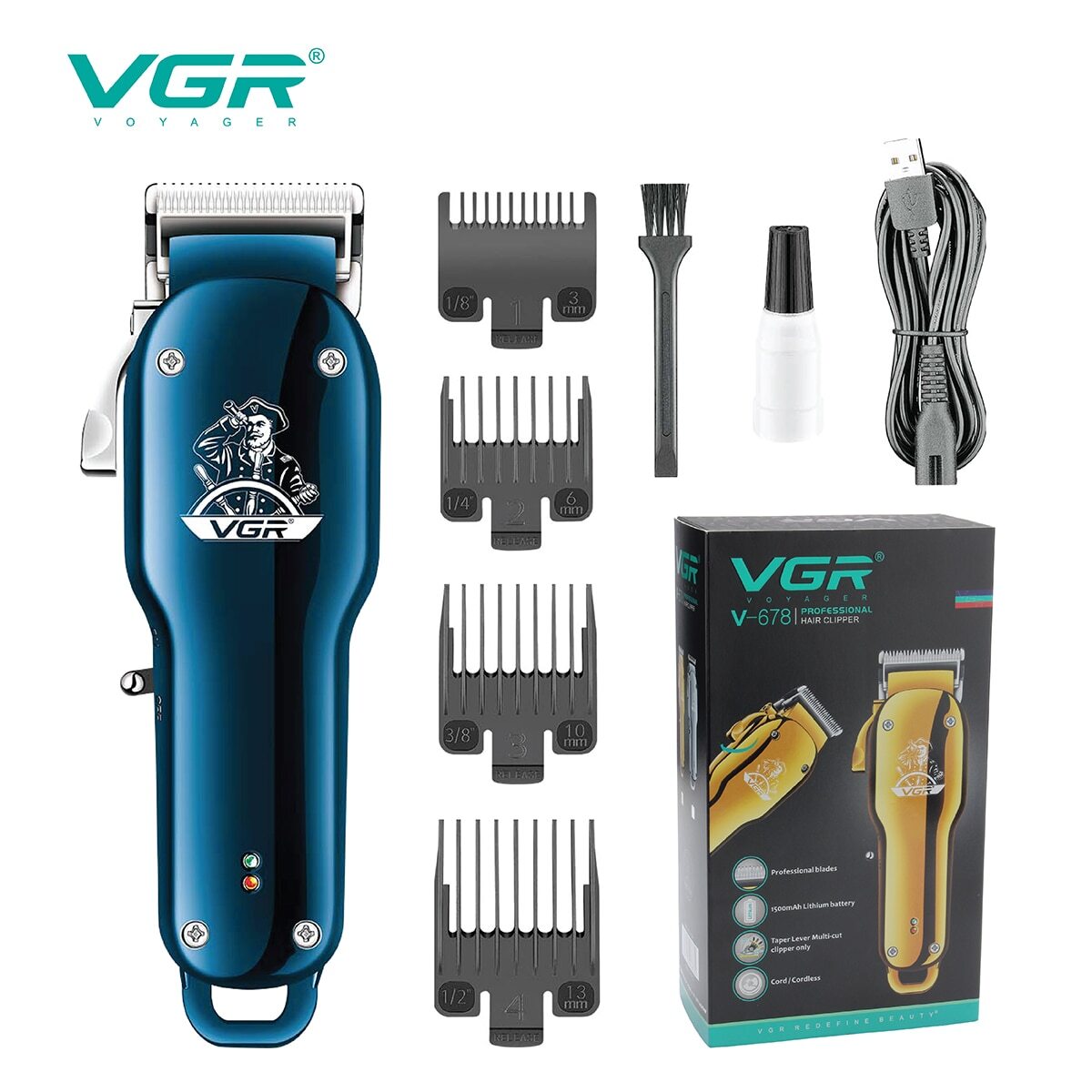 VGR Hair Cutting Machine Electric Hair Clipper Haircut Barber Trimmer ...