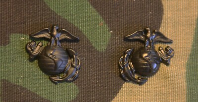US MARINE CORPS USMC ENLISTED SERVICE COLLAR INSIGNIA; REGULATION PAIR ...