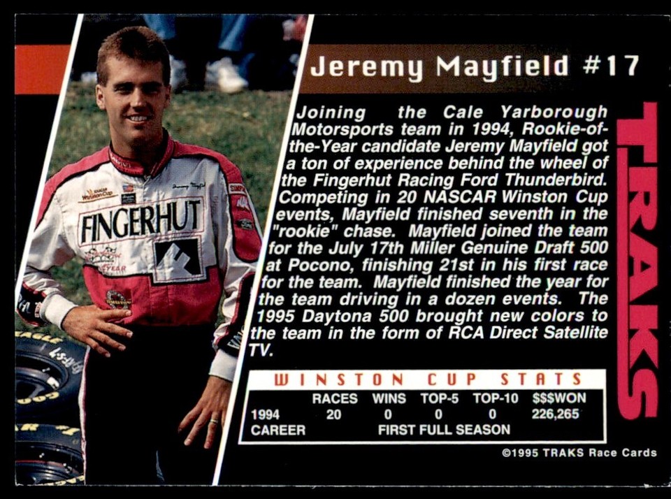 1995 Traks Jeremy Mayfield Cale Yarborough Motorsports #17 1098 | eBay