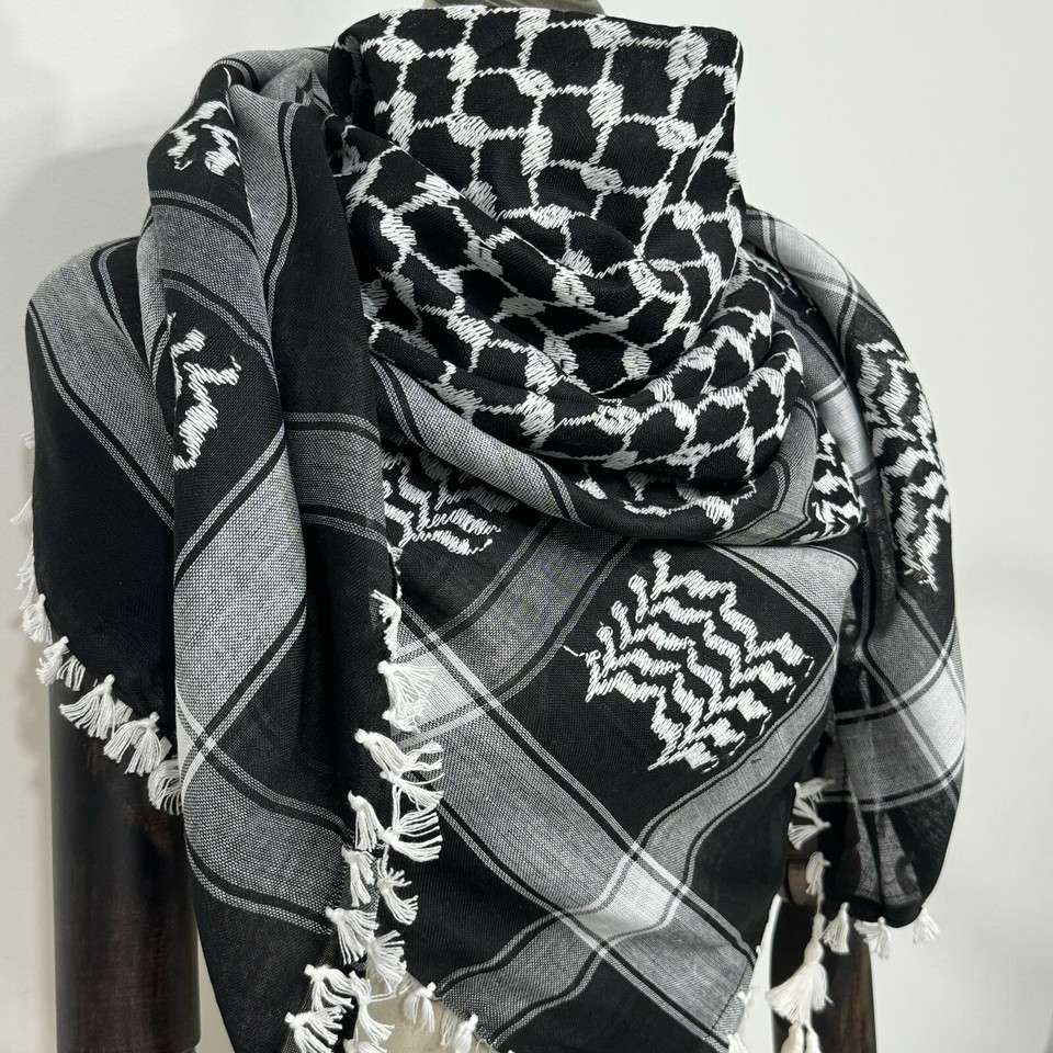 Black Keffiyeh Scarf Made in Palestine Authentic Arab Shemagh ...