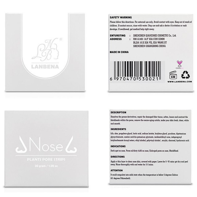 LANBENA Blackhead Remover Cream Facial Nose Mask Plant Pore Strips Peel ...