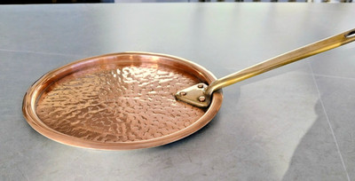 Antique French Copper & Bronze Saucepan Pan Lid Tin Lined Fits 18cm Pan ...