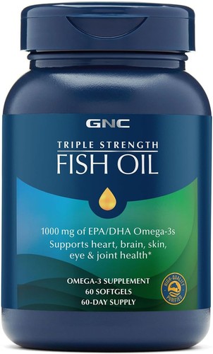 GNC Triple Strength Fish Oil Omega 3 Supplement, 1000mg EPA and DHA ...