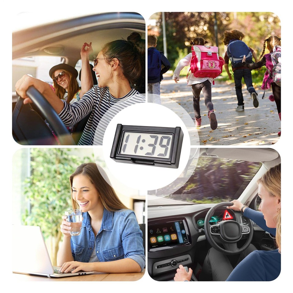 Small Digital Clock Large Screen Stick On Clock For Car Dashboard Self ...