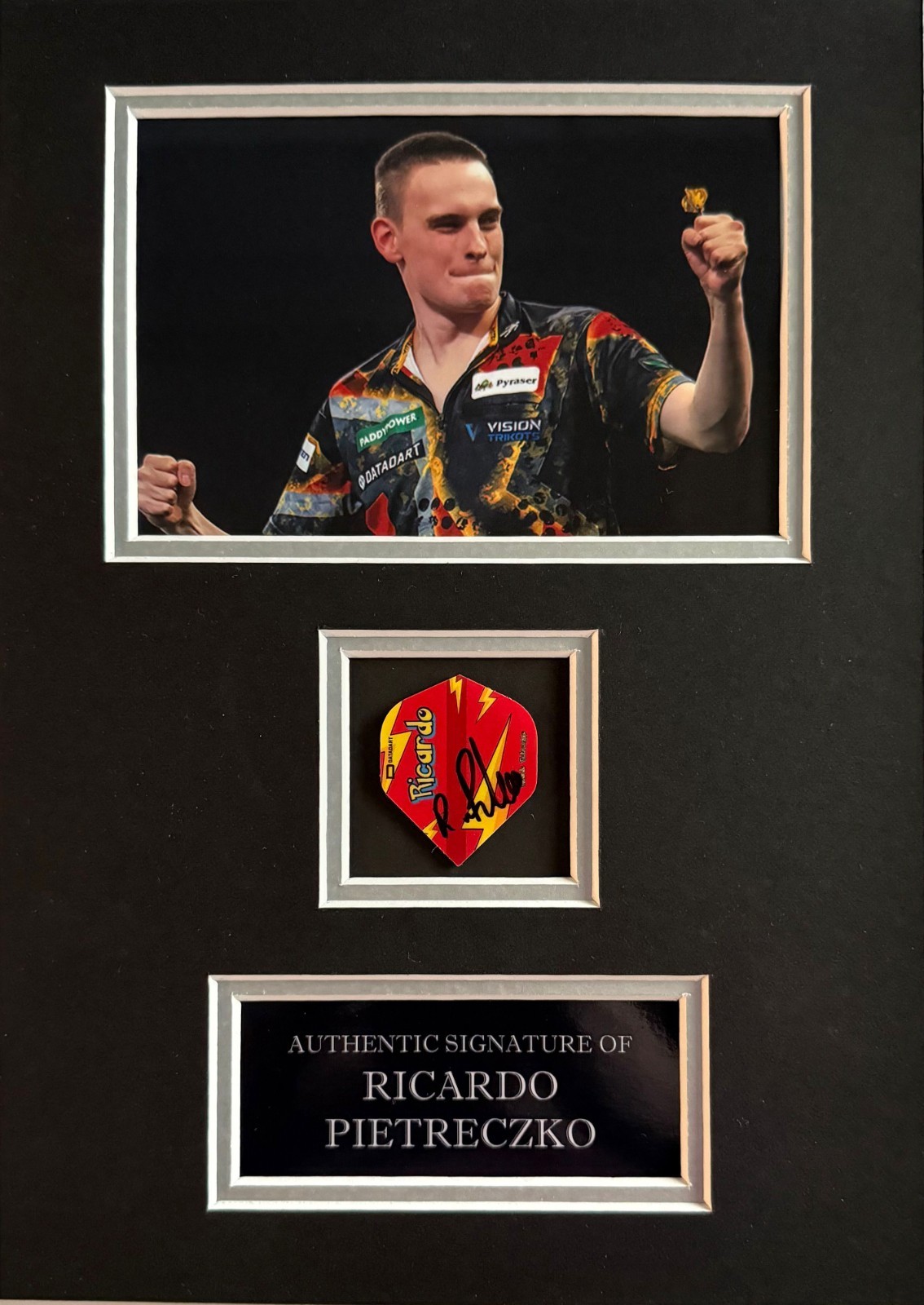 Ricardo Pietreczko Hand Signed Flight Mounted Photo Display Darts ...