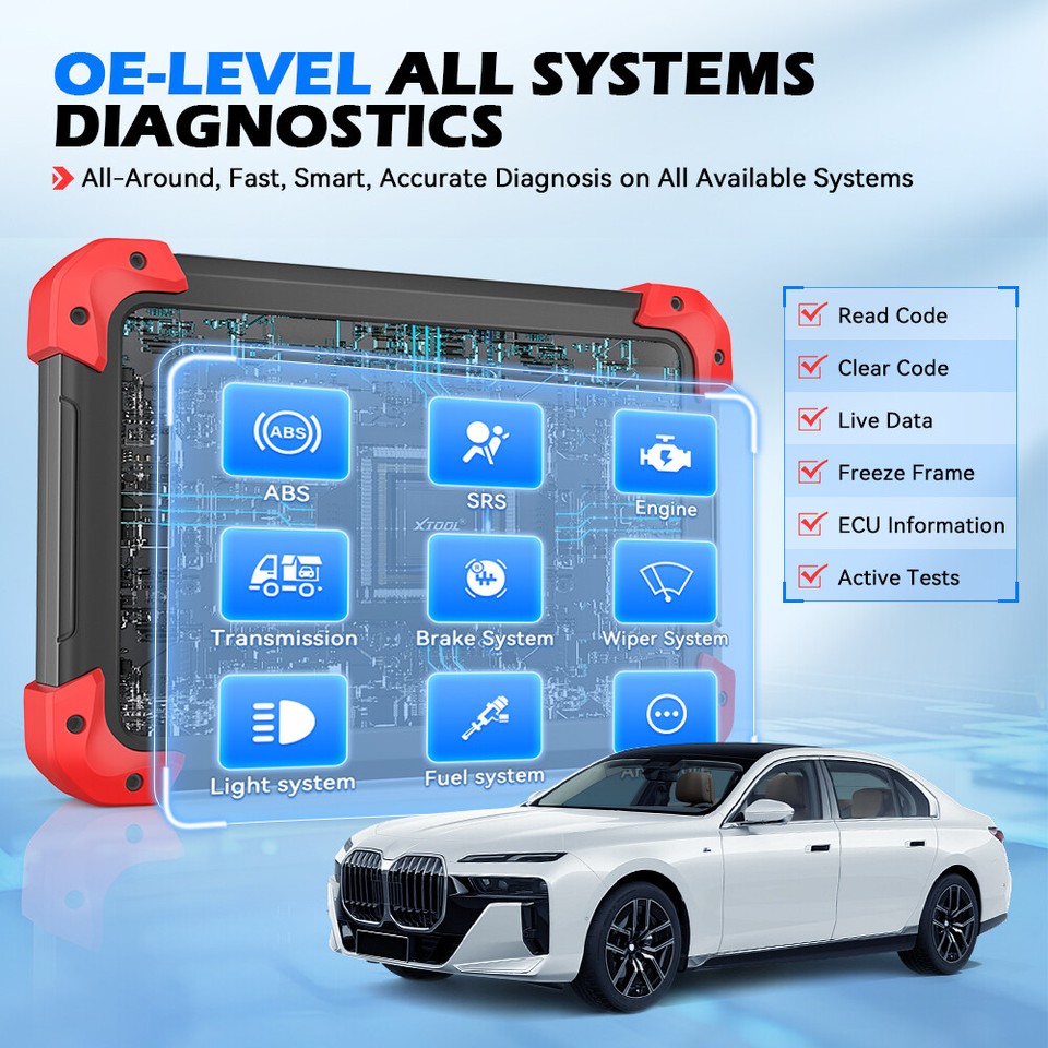 XTOOL D7 V2.0 Auto OBD2 FCA Scanner Bidirectional Diagnostic Tool Key ...