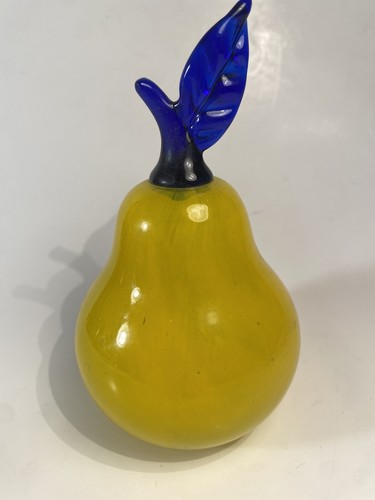 Hand Blown Yellow Pear Murano Style Studio Art Paperweight 6" H | eBay