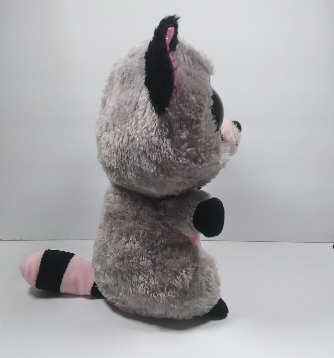 Stuffed Raccoon TY ROCCO Glitter Eyes Beanie Boos 9 inch Gray/Pink ...