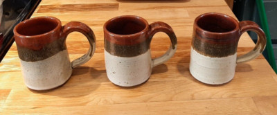 Vintage Tri-Colored Banded Stoneware Coffee Mugs - set of 3 | eBay