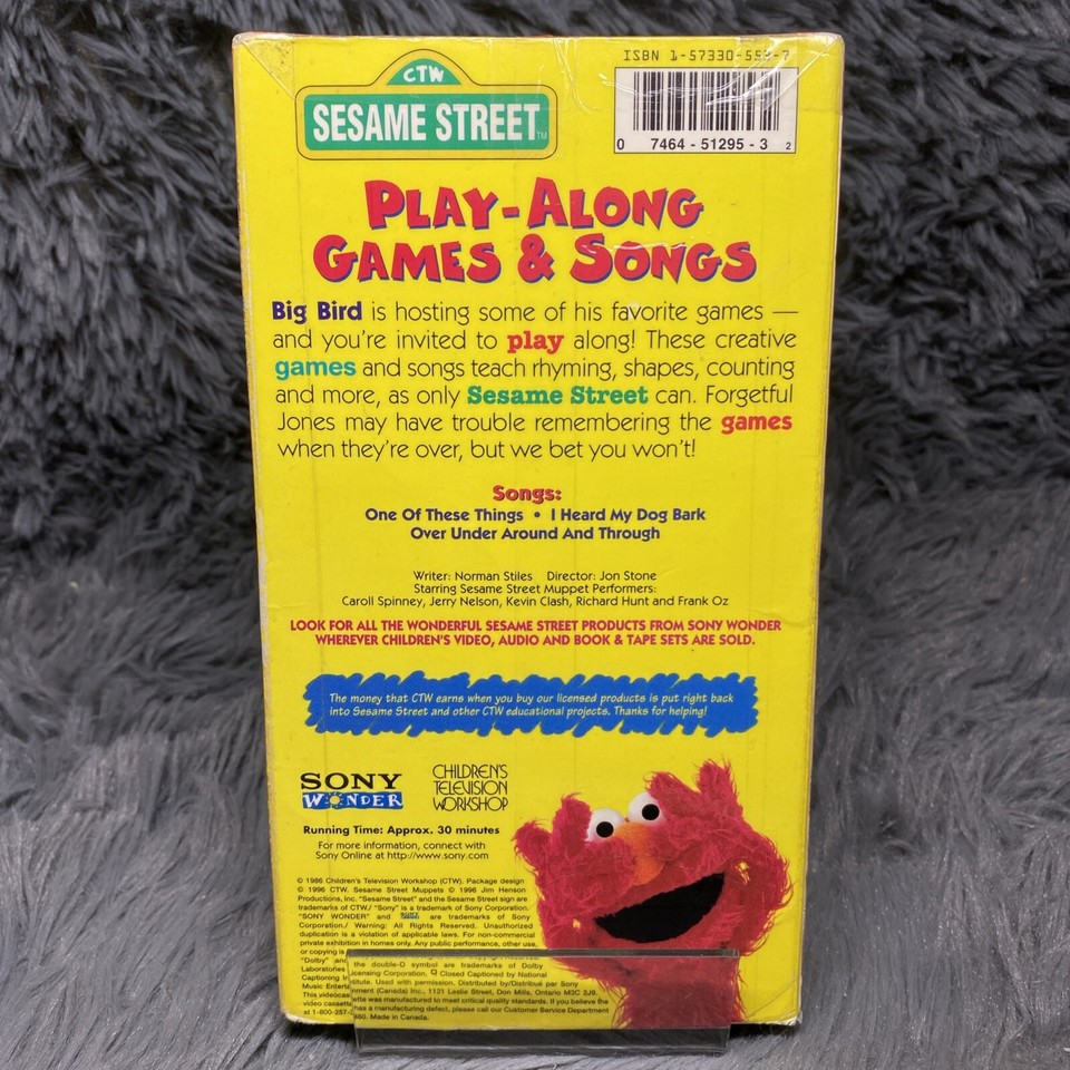 Sesame Street - Play-Along Games & Songs VHS Tape 1996 Kids Children’s ...