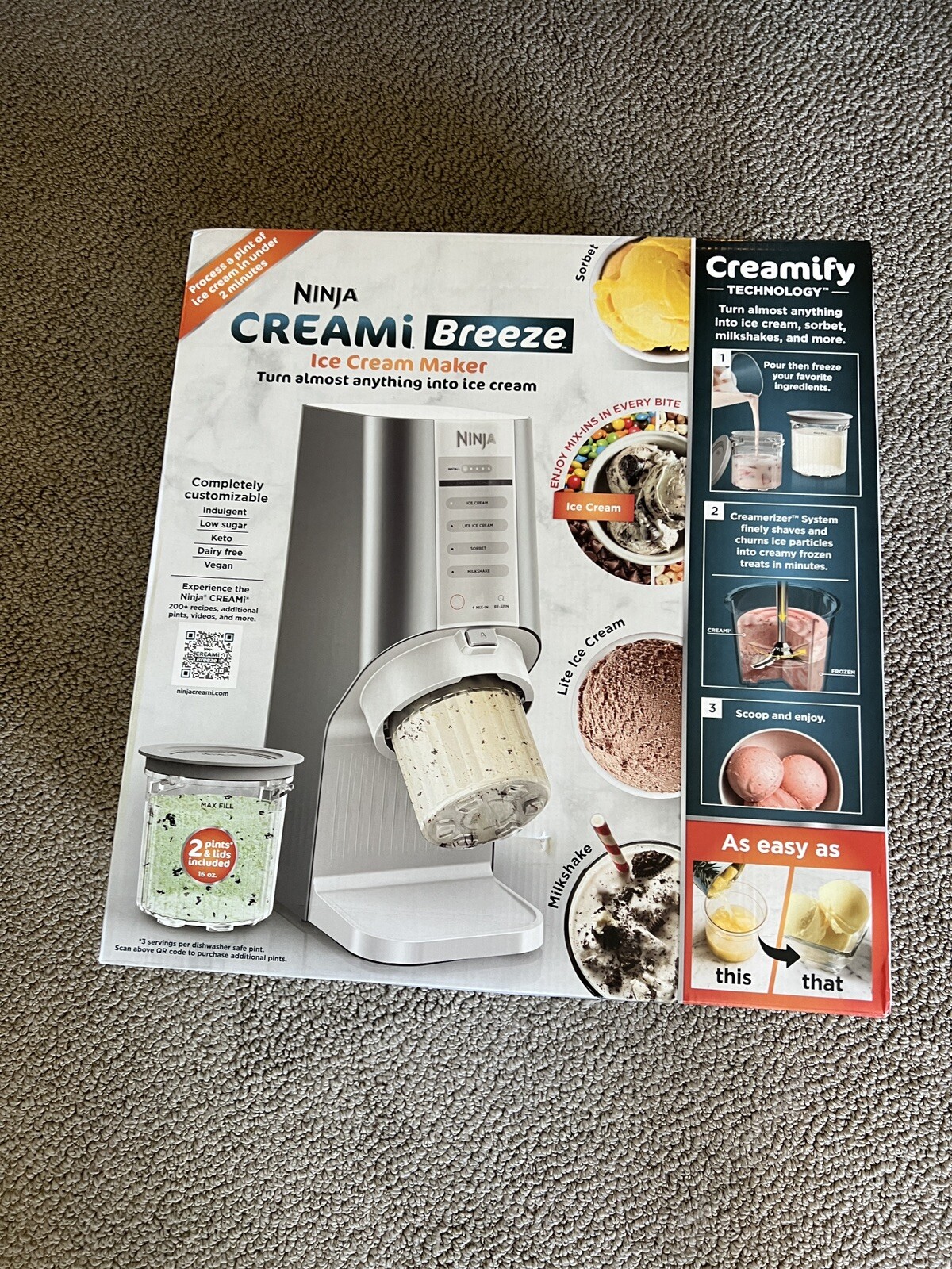 Ninja CREAMi Breeze 5 in 1 Ice Cream Maker and Frozen Treat Maker ...