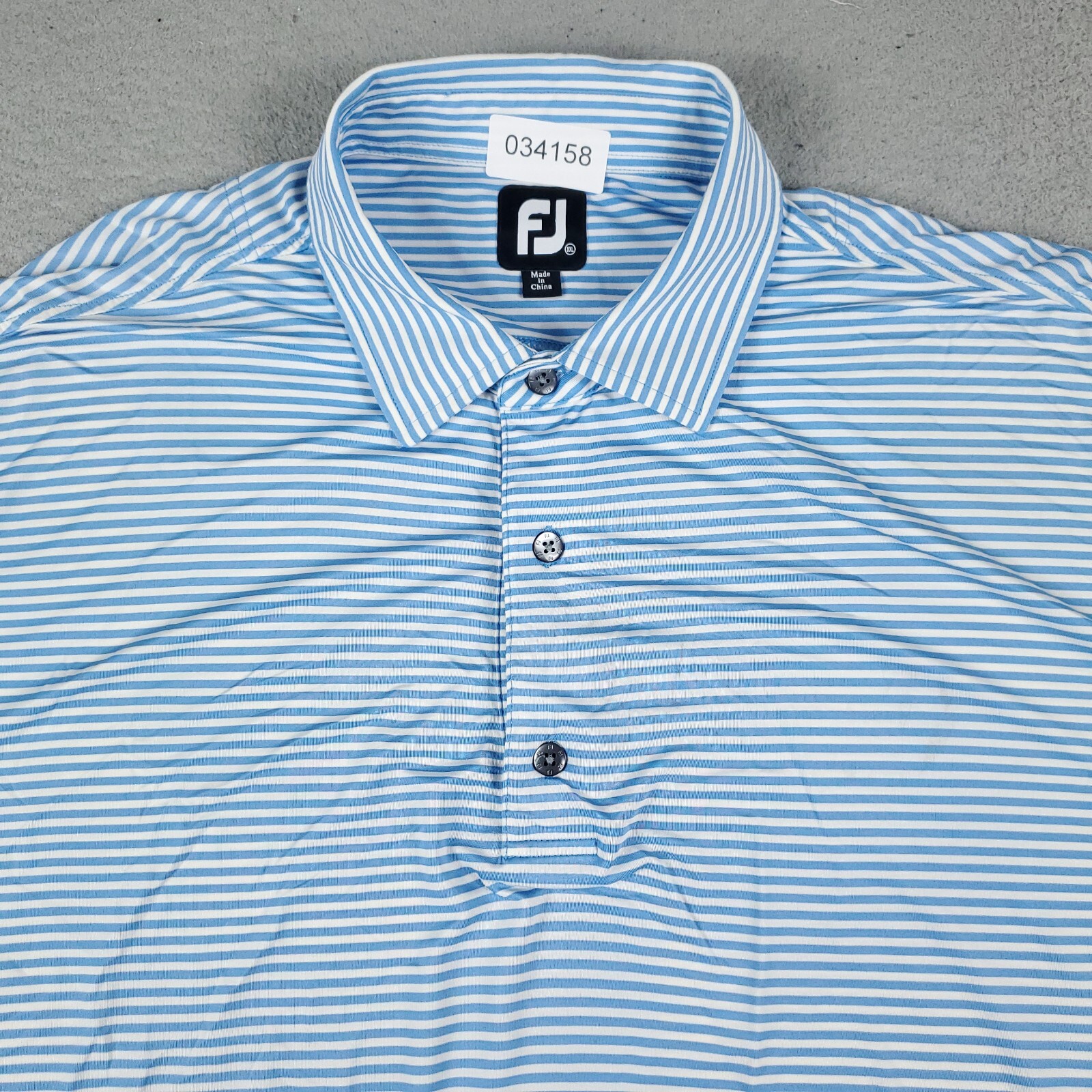 FJ FootJoy Polo Shirt Mens 2XL Blue Striped Golf Casual Short Sleeve