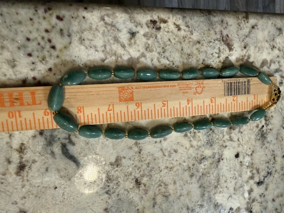 VTG JADE/NEPHRITE Gold Tone Beaded NECKLACE Hong Kong Longevity Good ...