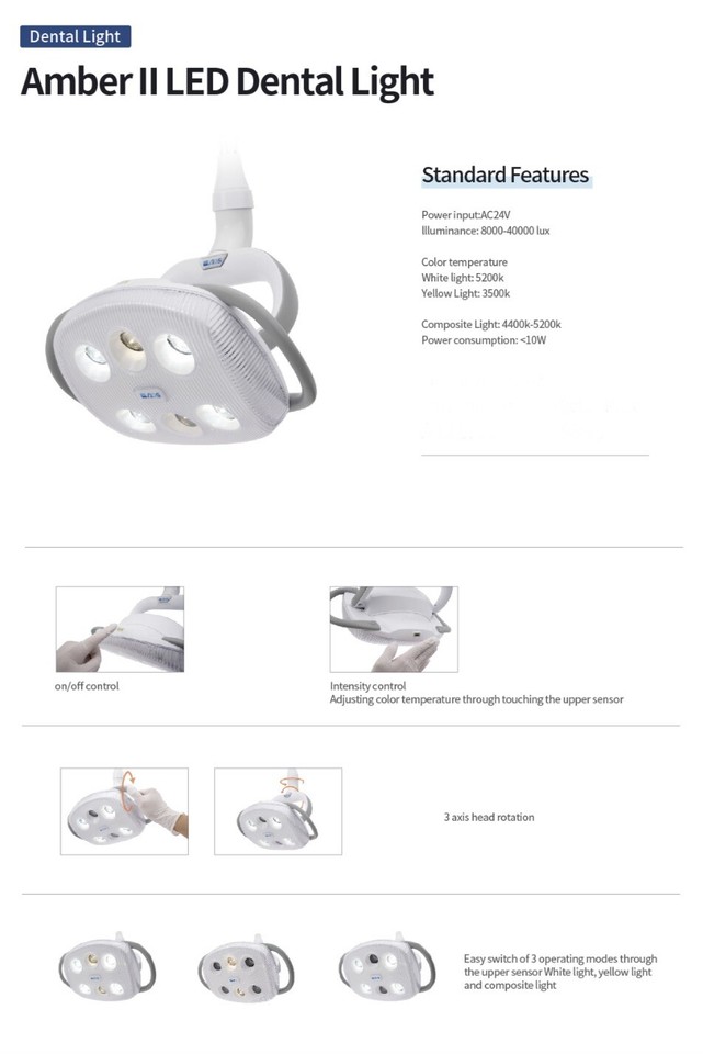 ADS LED Amber ll Dental Exam Light *Post Mounted with Bushing* Belmont ...