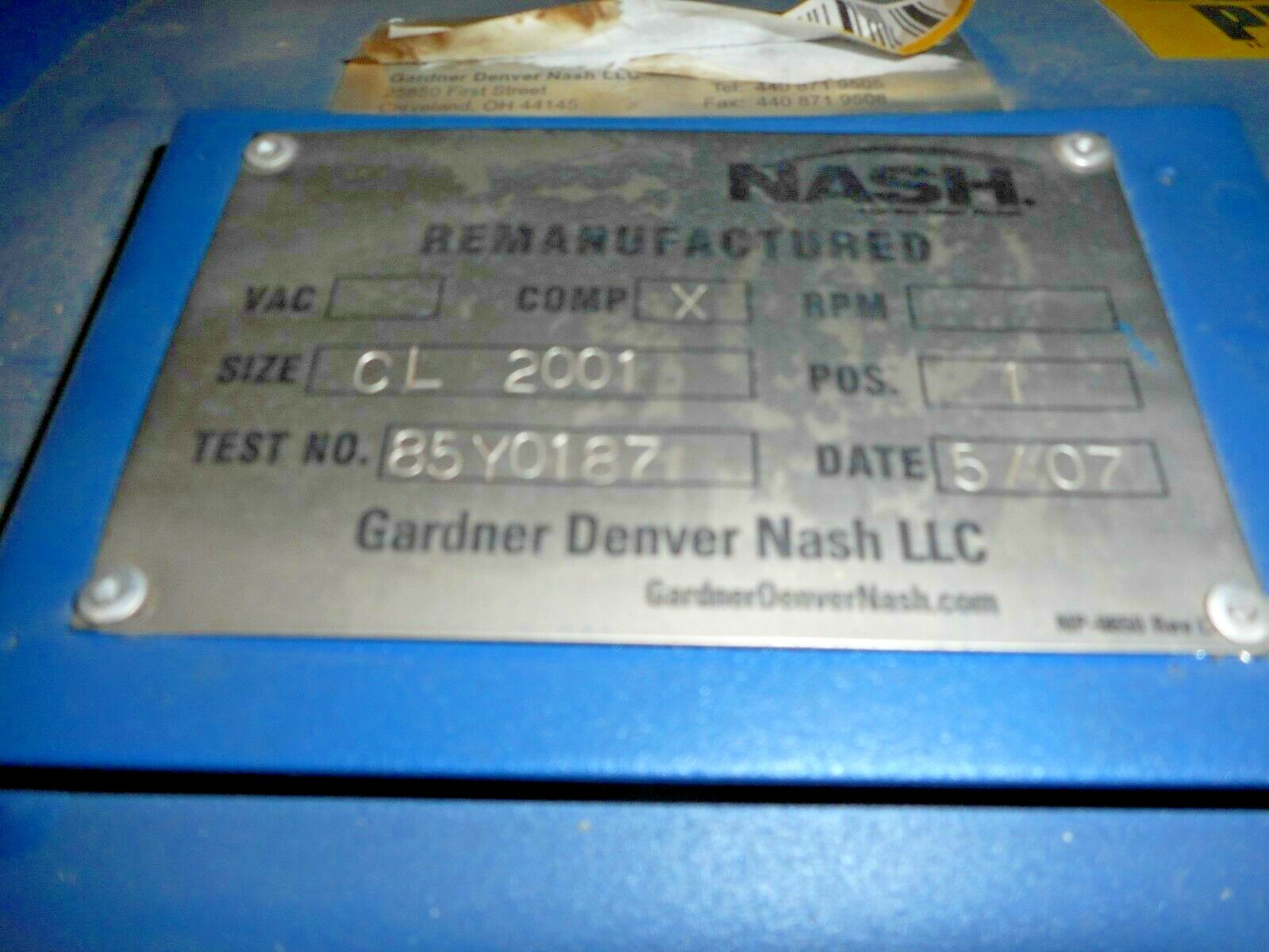 NASH CL2001 Liquid Ring Vacuum Pump – Gardner Denver Nash –Industrial ...