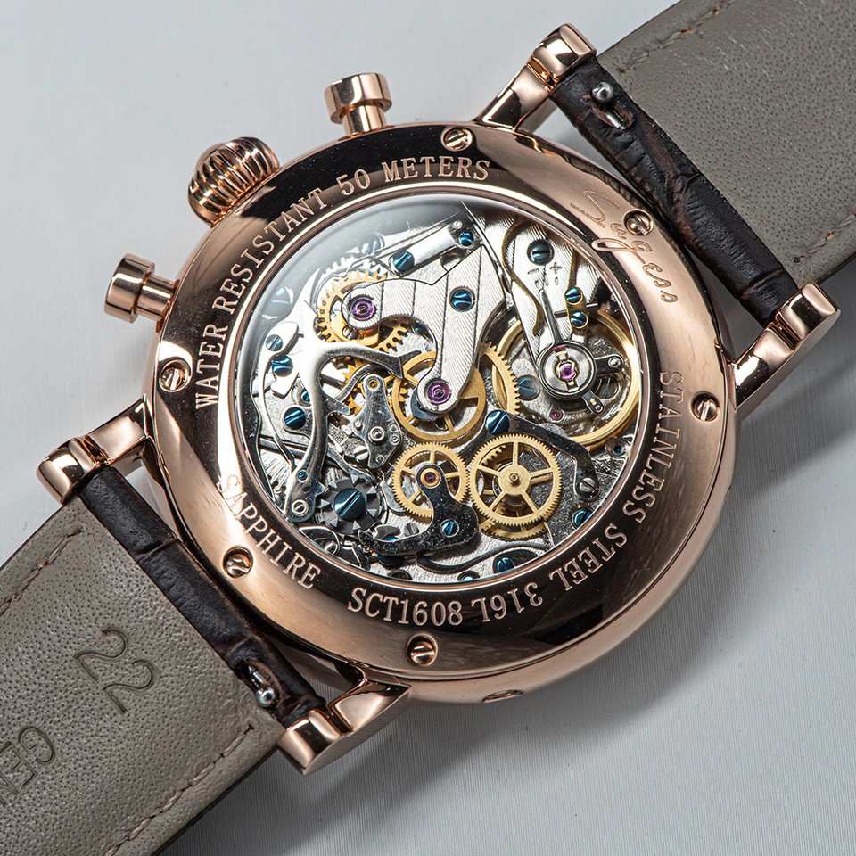 Sugess MoonPhase Master Chronograph Mechanical Mens Watch Seagull 1963 ...