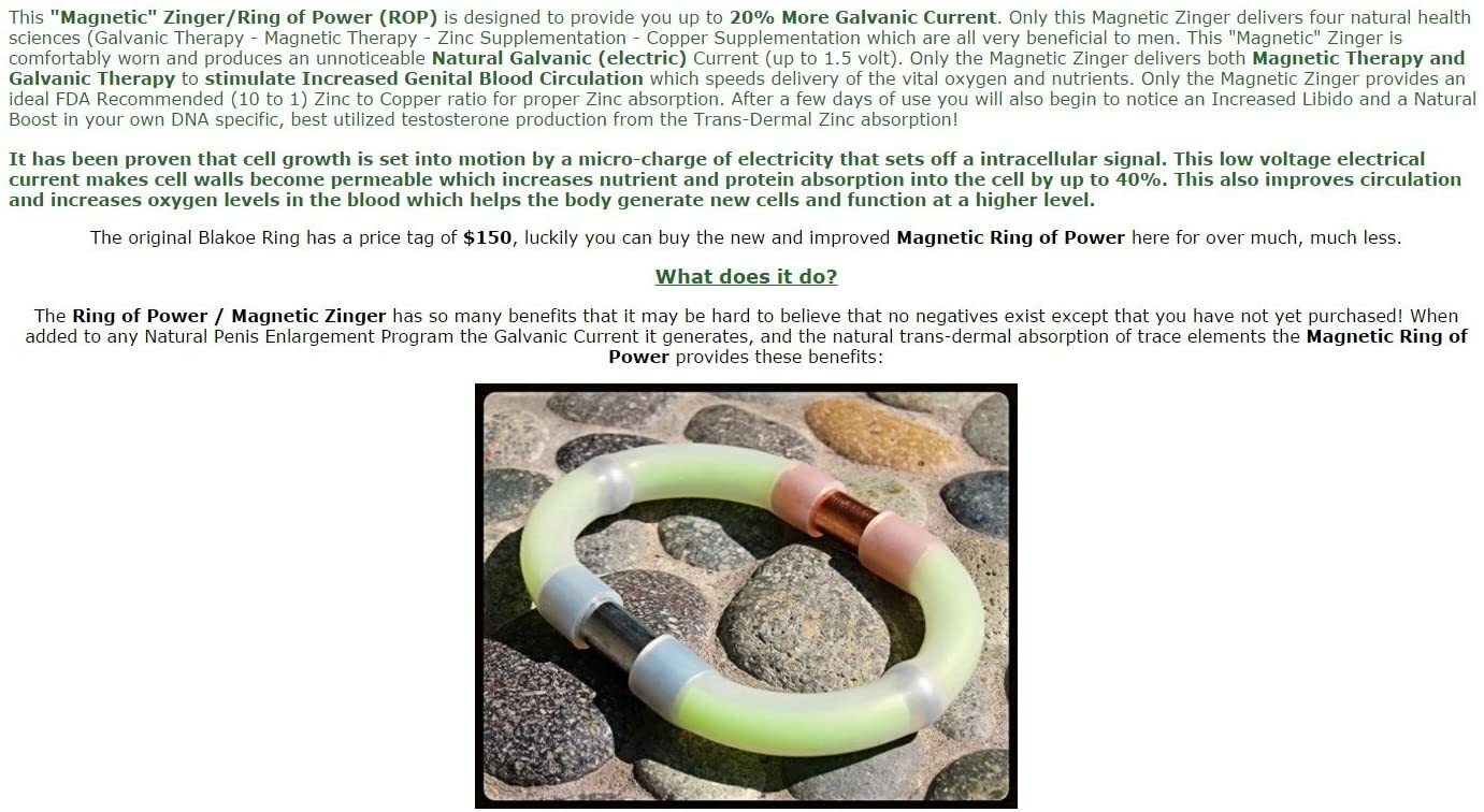 Original Penis ED Dr Blakoe MAGNETIC Ring of Power MAG-ZINGER Enlarger ...