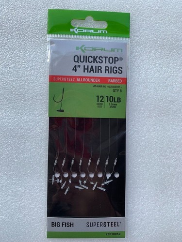 KORUM QUICKSTOP 4" BARBED HAIR RIGS - SUPERSTEEL BIG FISH ALL ROUNDER RIGS | eBay UK