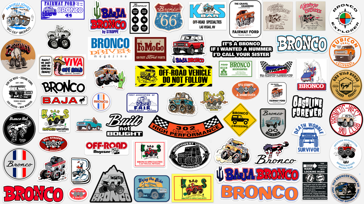 1966 Ford Bronco Decals Bronco Script & Horse Emblem Set Satin Black