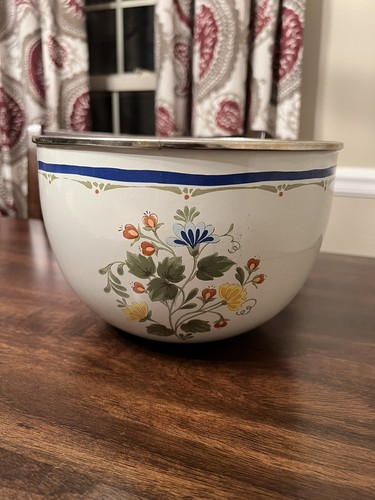 Vintage Kobe Kitchen Floral Metal Enamel Mixing Bowl | eBay