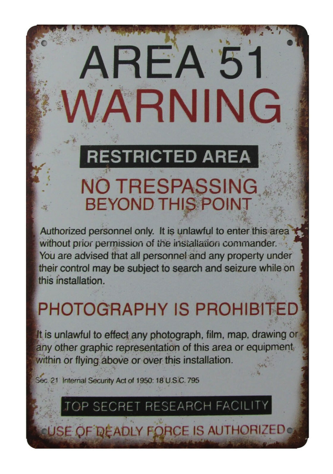 Area 51 Warning metal tin sign classic reproductions | eBay