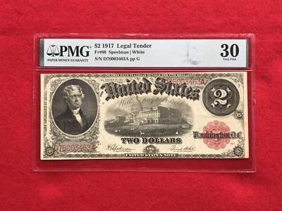 FR-60 1917 Series $2 US Legal Tender Note *PMG 30 Very Fine* | eBay