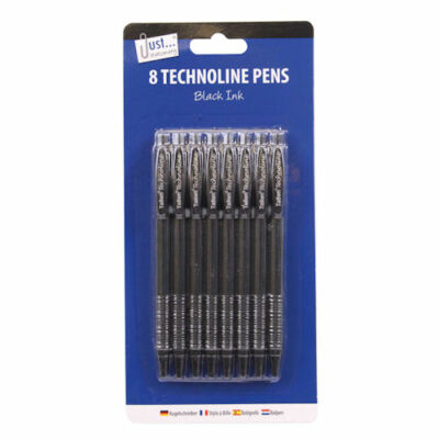 8 Pack Black Ink Pens - Smooth Writing Handwriting Office Biro ...