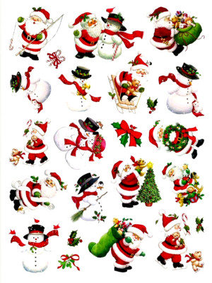 MOREHEAD SNOWMAN SANTA CHRISTMAS STICKERS SEALS 8"X10" Full Sheet #55 ...