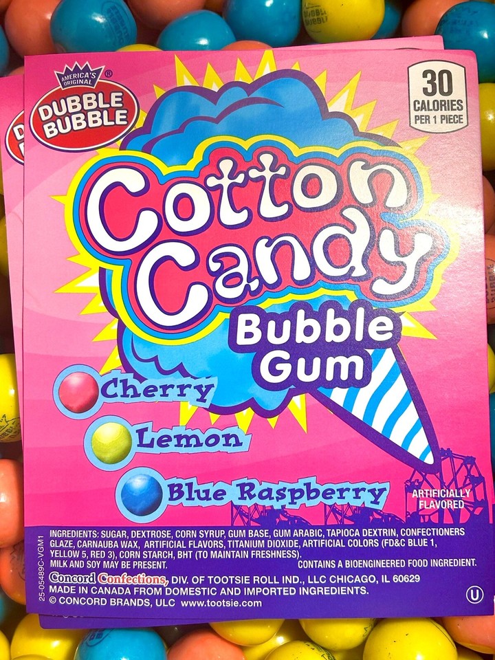 Dubble Bubble Cotton Candy One Inch Gumballs Bulk Candy 1LB 2LB 3LB 4LB ...
