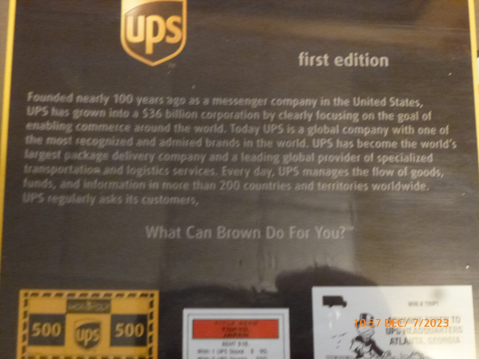 Hasbro Monopoly United Parcel Service UPS First Edition NEW SEALED ...