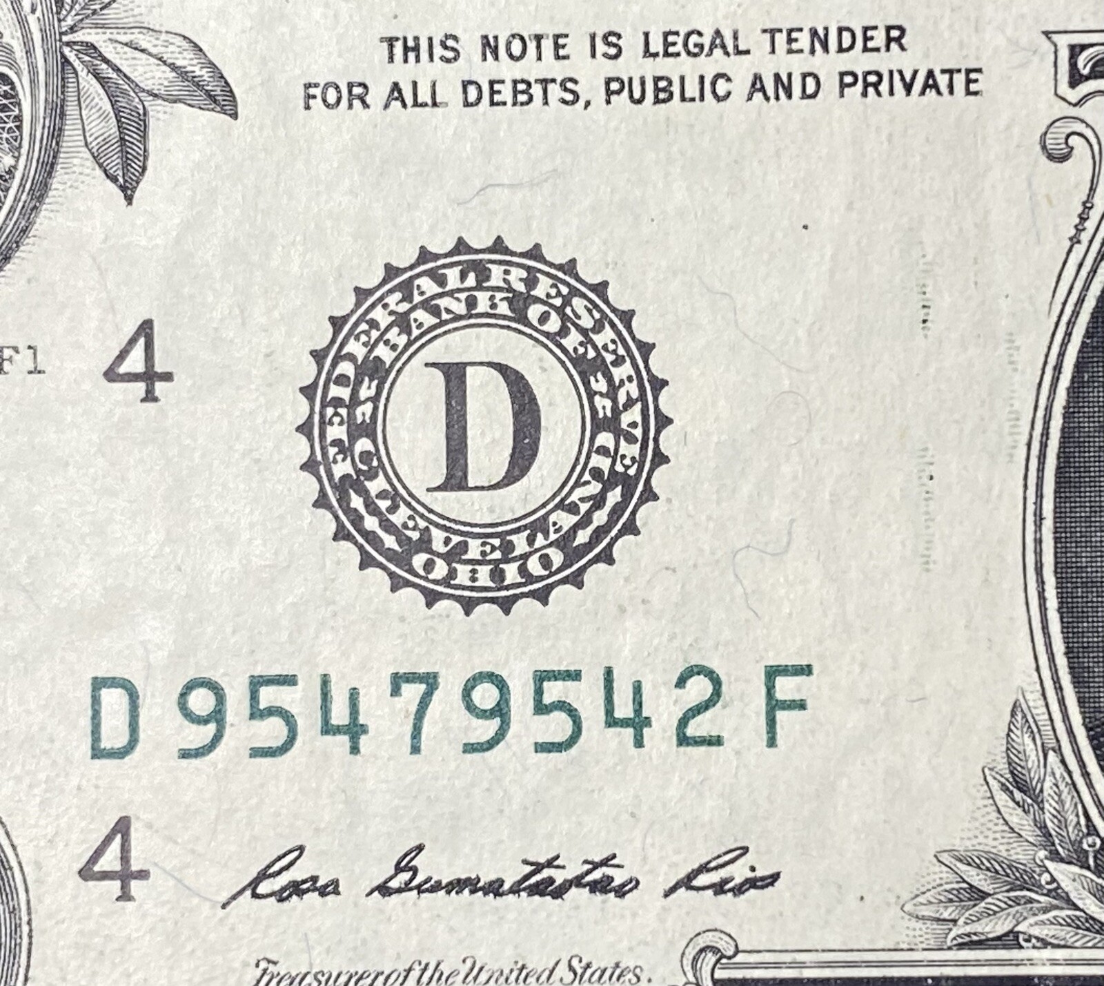 Federal Reserve Note Dollar Bill Error Ink Well Contamination ...