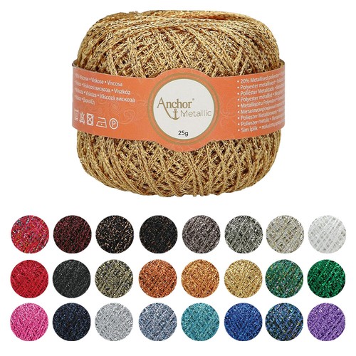 Anchor Artiste Metallic Yarn Wool Sparkle 4Ply Knit Crochet Viscose 25g ...