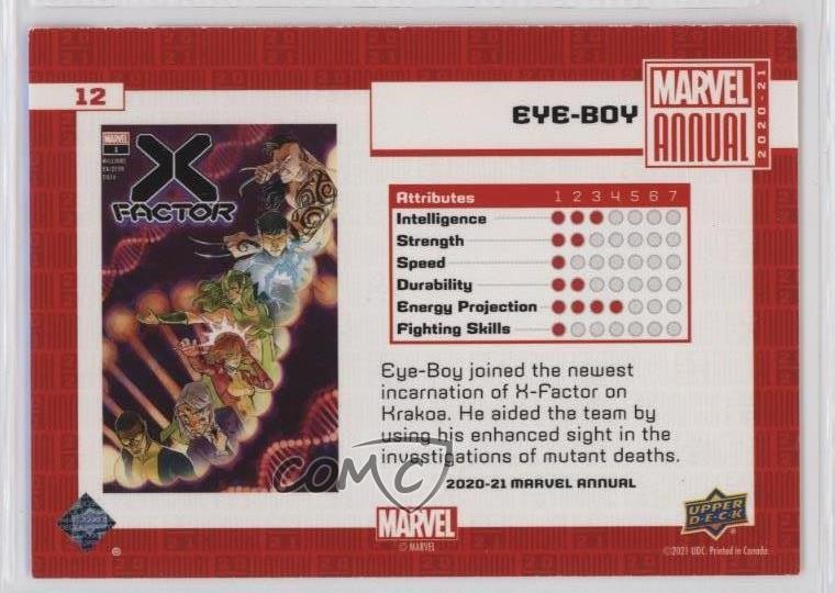2020-21 Upper Deck Marvel Annual Eye-Boy #12 0y59 | eBay