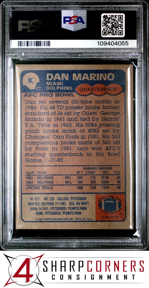 1985 TOPPS BOX BOTTOMS HAND CUT #K DAN MARINO HOF PSA 6 | eBay