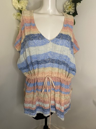 Ethyl Women's Pullover Sweater Pastel Colors Short Sleeve M Drawstring ...