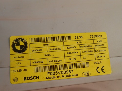 2009-15 BMW 750-550I Trunk Lift Control Module 61357258363 / 7258363 ...