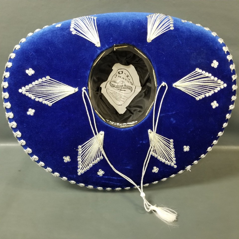 Ju-La Hats Mexico Sombrero Hat Mexican Mariachi Blue Ivory Silver | eBay