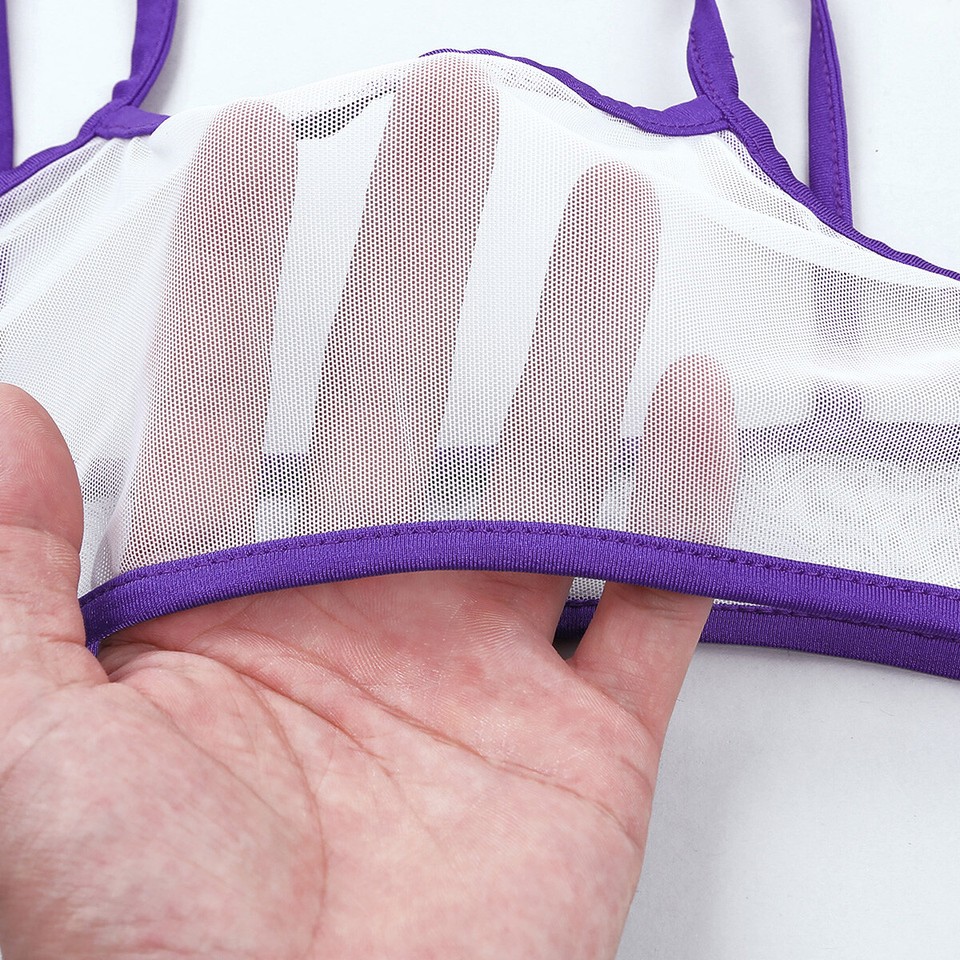 Women's See Through Mesh Bikini Swimwear Set 2 Piece Mini Micro Bathing ...