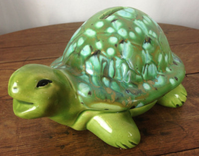 Vintage Green Ceramic Turtle Bank | eBay