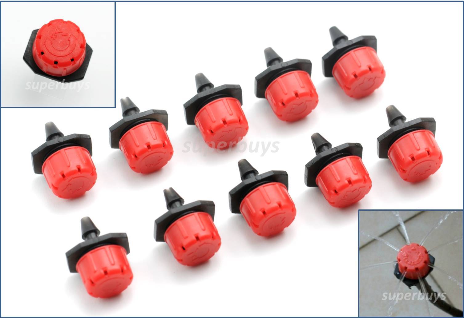 10 Full Circle Barbed Adjustable Drip Water Irrigation Trickler ...