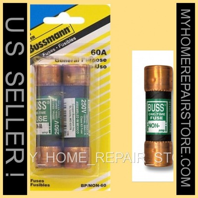 FREE S&H! 2 PACK! BUSS MANN NON 60 AMP 25O VOLT CARTRIDGE MAIN FUSE BP ...