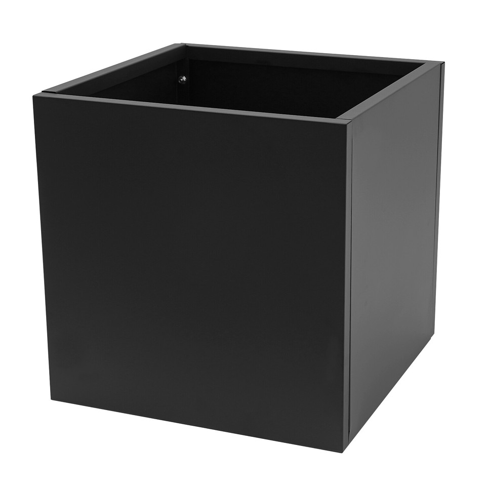 20-inch Cube Metal Steel Garden Deck Planter Box Square Black Yard ...